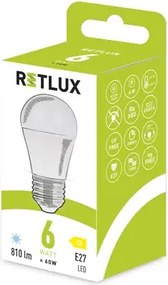 RETLUX RLL 640 G45 E27 mini Globe 6W / 810 lm / 6500K - denní bílá / D