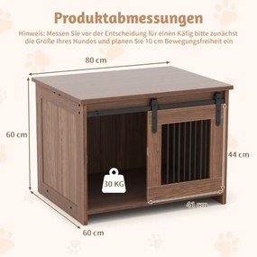 Costway Nábytek do klece s posuvnými dvířky Přepravka pro psa vyrobená z kovu