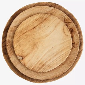 MADAM STOLTZ Dřevěné talíře Wood - set 3 ks, přírodní barva, dřevo