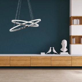 Toolight Toolight, LED křišťálové svítidlo 70x40,5cm, APP771-3CP, stříbrná, OSW-05022