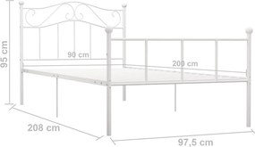 Rám postele bílý kov 90 x 200 cm 284516