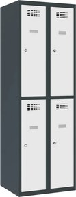 MALOW Šatní skříň dělená Sus 322 W šířka 600 mm [světle šedá, světle šedá, cylindrický zámek]