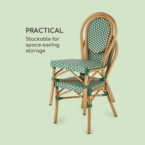 Montpellier GR, židle, možnost ukládat židle na sebe, hliníkový rám, polyratan, zelená