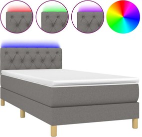Box spring postel s matrací a LED tmavě šedá 80 x 200 cm textil 3133910