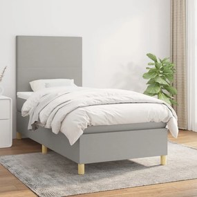 Box spring postel s matrací světle šedý 100 x 200 cm textil 3142153
