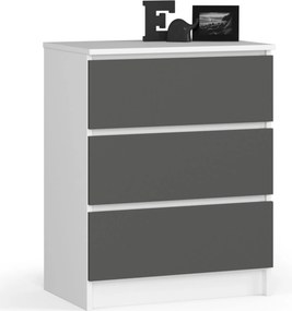 Komoda K60 3SZ bílá/grafitová šedá