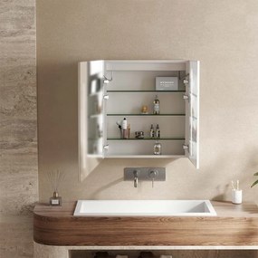 Mereo, Mereo Koupelnová galerka 60 cm, zrcadlová skříňka, stříbrná, MER-CN190