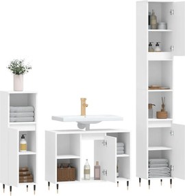 3dílný set koupelnového nábytku bílý kompozitní dřevo 3190291