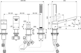 Ideal Standard Extra - Vanová baterie 4-otvorová, kartáčovaná zlatá BD518A2