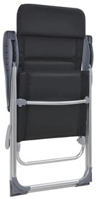vidaXL Kempingové židle z hliníku 2 ks 58 x 69 x 111 cm černé