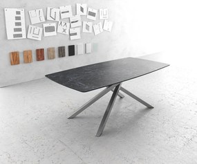 Jídelní stůl Edge zaoblená 200x100cm Laminam® keramika šedá podnož