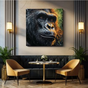 Obraz na plátně - Gorila, Moudrý pohled krále, Makro portrét, Králové divočiny FeelHappy.cz Velikost obrazu: 80 x 80 cm