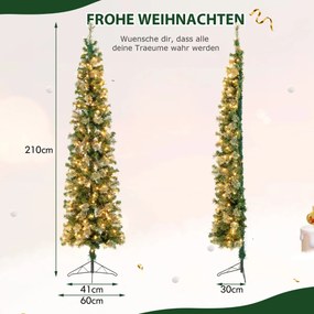 Costway 210 cm Pre-Lit Half Tree Vánoční strom Half Umělý strom, zelený
