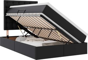 Postel s úložným prostorem s čelo Černá 120 x 190 cm Umělá kůže 3371657