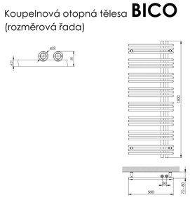 ELVL Bitherm koupelnové otopné těleso BICO 500 x 1300 mm Chrom ELVL1747
