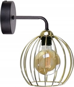 Nástěnná lampa KET1250 drátěná, kovová, černá, zlatá