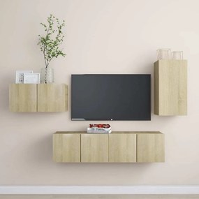 vidaXL 4dílný set TV skříněk dřevotříska [3079097] Barva: Betonová šedá