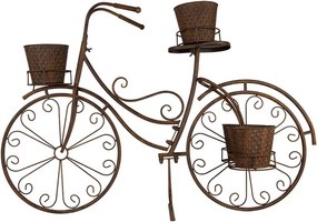 Hnědý antik kovový držák na květiny kolo s květináčky Bicycle - 107*35*70 cm