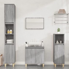 3dílný set koupelnového nábytku šedý sonoma kompozitní dřevo,  3185587