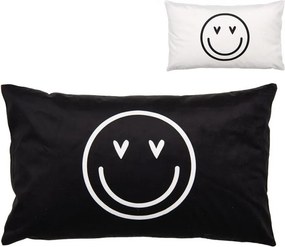 Černo-bílý povlak na polštář se smajlíky Heart & Smile - 30*50 cm