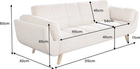 Designová rozkládací pohovka Bailey 215 cm béžový manšestr