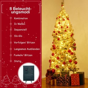 Costway 150 cm Umělý vánoční stromeček s 180 teplými bílými LED světly