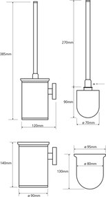 Sapho, X-ROUND WC kartáč válcový, malý, černý kartáč, chrom, XR305
