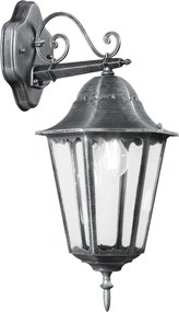 FAN LANT-FIRENZE/AP1B Venkovní nástěnné svítidlo DOWN FIRENZE černá/stříbrná, 1xE27, IP44, 28,6 x 50,5 cm - FANEUROPE