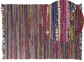 Krátkovlasý tmavý barevný bavlněný koberec 140x200 cm DANCA Beliani