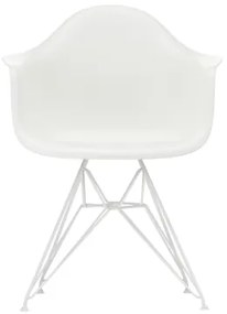 Eames Plastic Armchair DAR bíle lakovaná bílá černé na tvrdou podlahu Vitra