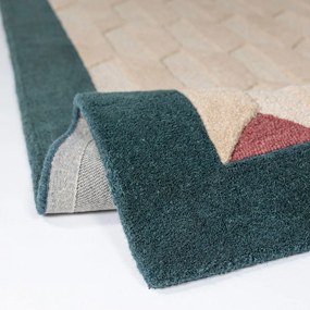 Ručně tkaný vlněný koberec v přírodní barvě/zelenomodrý 200x290 cm Apex Border Wool – Flair Rugs