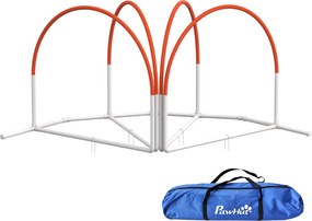 PawHut Psí Agility Sada, 4-dílná Výcviková Sada se Slalomovými Tyčemi, Agility Vybavení pro Psy s Oxfordskou Taškou, Oranžová | Aosom