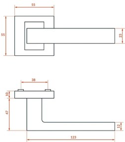 Kuchinox Qubik, klika na dveře, zlatá lesklá, LAV-KG2_G00A