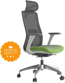 MERCURY Ergonomická kancelářská židle TIANA - šedá síťovina / zelená látka