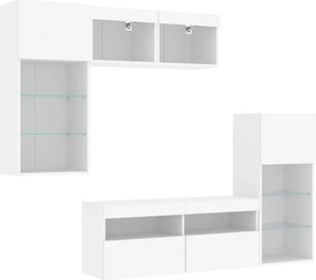 5dílná obývací stěna s LED osvětlením bílá kompozitní dřevo 3216725