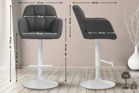 Barová židle Natoma látka bílá konstrukce – tmavě šedá