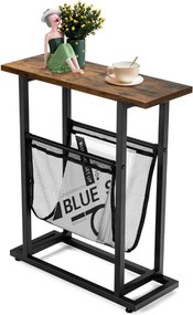 Costway Industrial odkládací stolek 2patrový úzký hnědá + – 48 × 18 × 54,5 cm