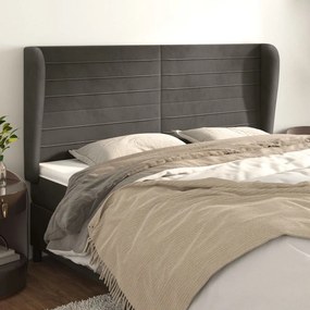 Čelo postele typu ušák tmavě šedé 203x23x118/128 cm samet 3118163