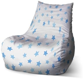 Sablio Sedací vak Bean Modré hvězdy na bílé - 100 x 90 x 45 cm