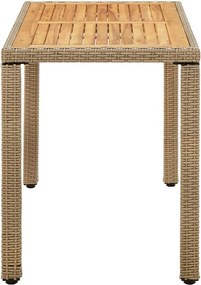 Zahradní stůl béžový 123x60x74 cm polyratan a masivní akácie 316797