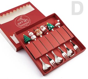 Vánoční příbor s vánočními motivy - 6 ks Barva: 6PCS-Silver-C2