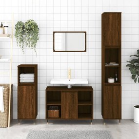 3dílný set koupelnového nábytku hnědý dub kompozitní dřevo,  3190298