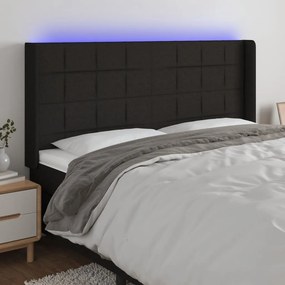Čelo postele s LED černé 203 x 16 x 118/128 cm textil 3124072