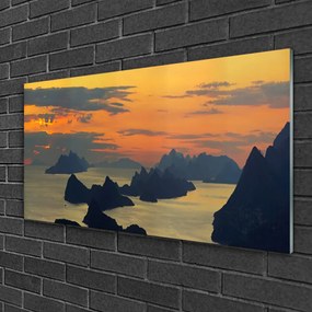 Obraz na skle Moře Skály Hory Krajina 125x50 cm