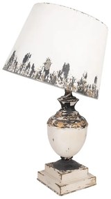 Bílá kovová stolní lampa s dřevěnou nohou Pascal – 32x60 cm