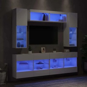 vidaXL 6dílná obývací stěna s LED osvětlením [3216797] Barva: Černá