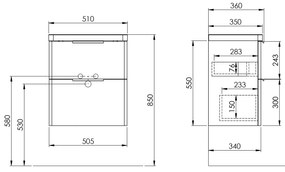 Aqualine Deneb koupelnová skříňka pod umyvadlo 50,5 x 55 x 34,5 cm bílá mat DN254