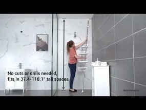 Nastavitelný koupelnový rohový regál, teleskopický sprchový regál, 95-300 cm