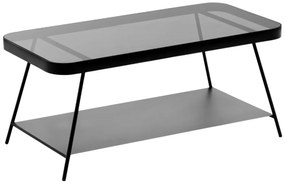 OnaDnes -20% Černý skleněný konferenční stolek Kave Home Duilia 90x45 cm