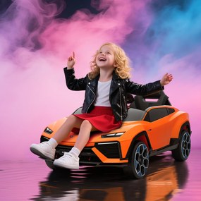 AIYAPLAY dětské elektrické auto s licencí Lamborghini, dálkové ovládání – 101,5×49×43 cm, oranžová